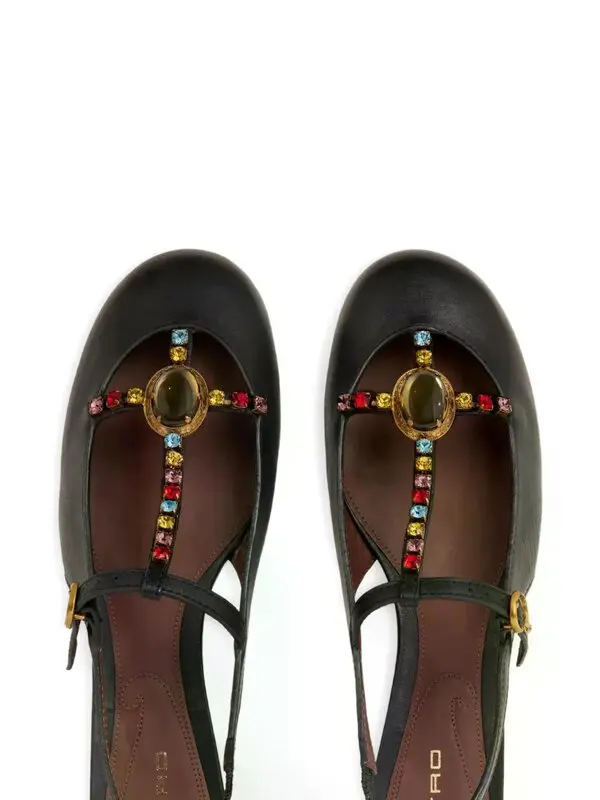 Etro Rhinestone Embellished Leather Slingback Sandals - Black