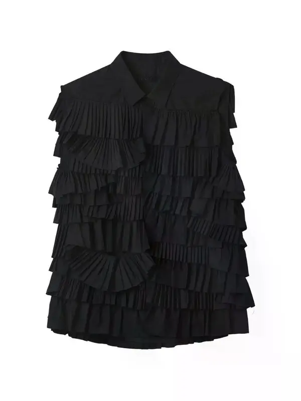 ALAINPAUL Ruffled Sleeveless Top - Black