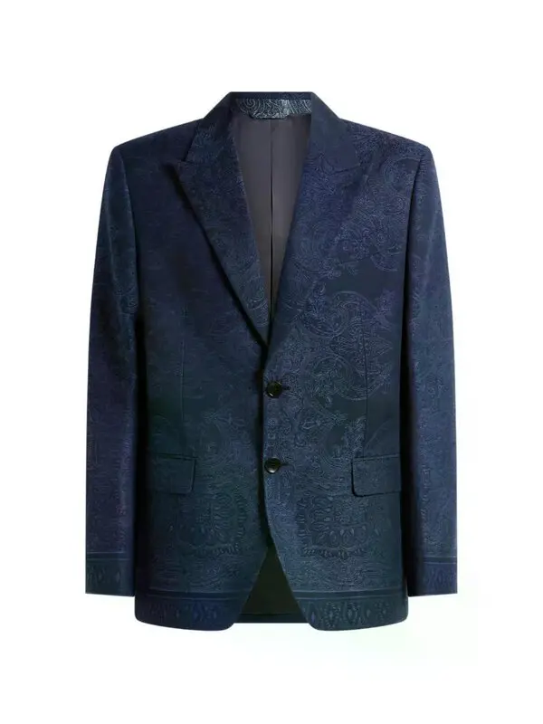 Etro Jacquard Floral Paisley Jacket - Blue