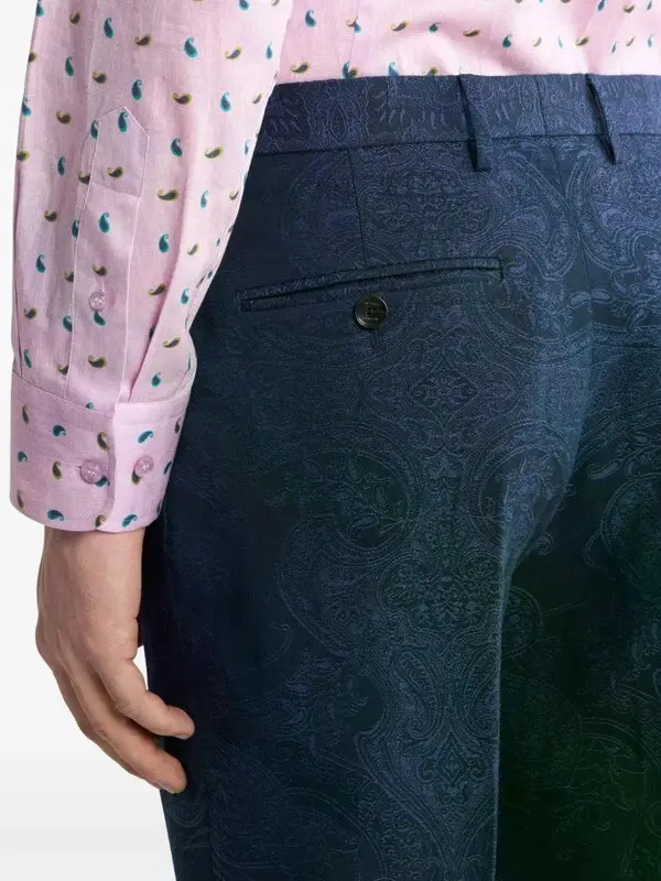 Etro Jacquard Paisley Trousers - Blue