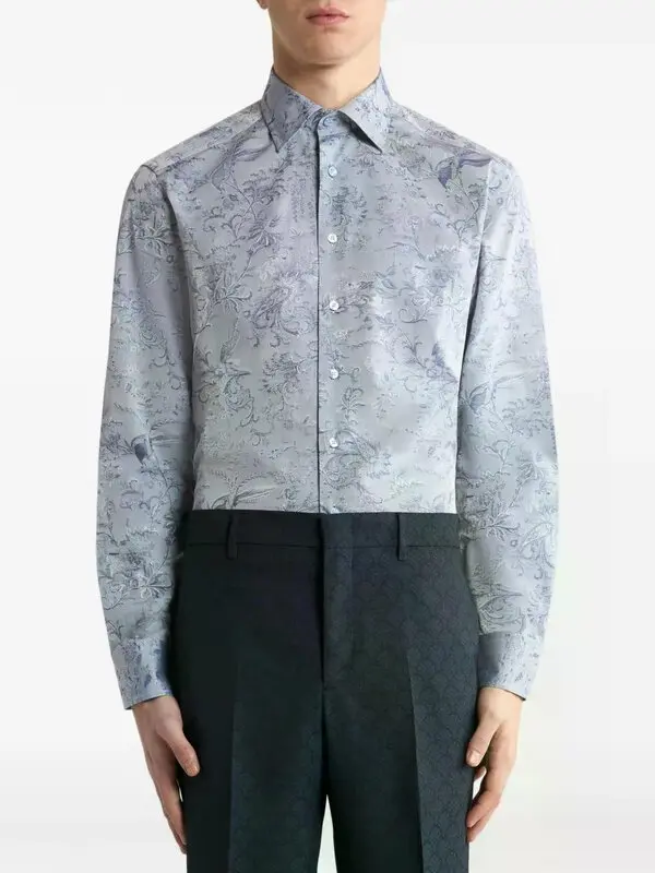 Etro Jacquard Floral Paisley Shirt - Blue