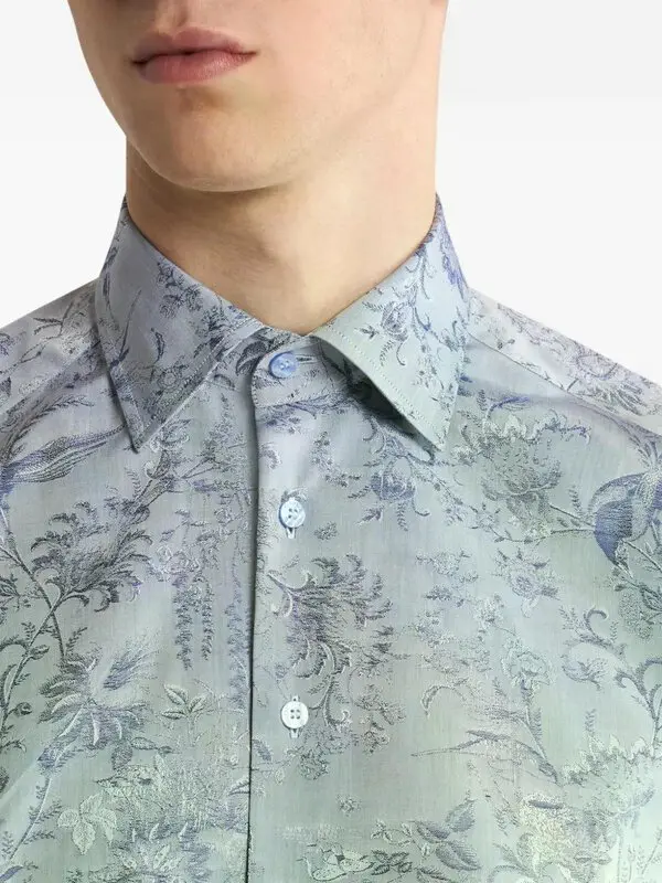 Etro Jacquard Floral Paisley Shirt - Blue