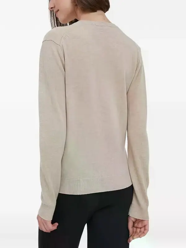 BENETTON V-neck Long Sleeve Sweater - Neutrals