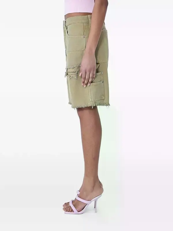Alexander Wang Zip-detail Distressed Cotton Carpenter Shorts - Neutrals