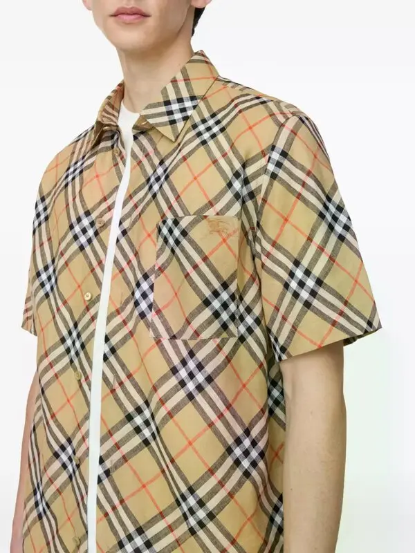 Burberry Relaxed Fit Check Linen Shirt - Neutrals