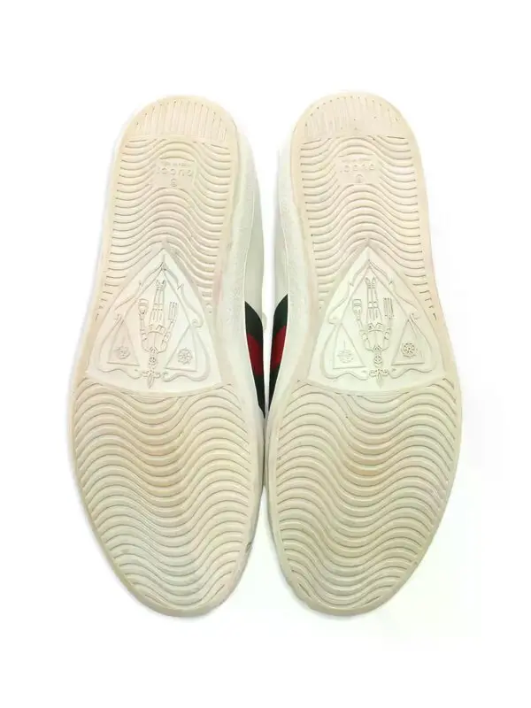 Gucci 2000s Snake-embroidered Leather Sneakers - White