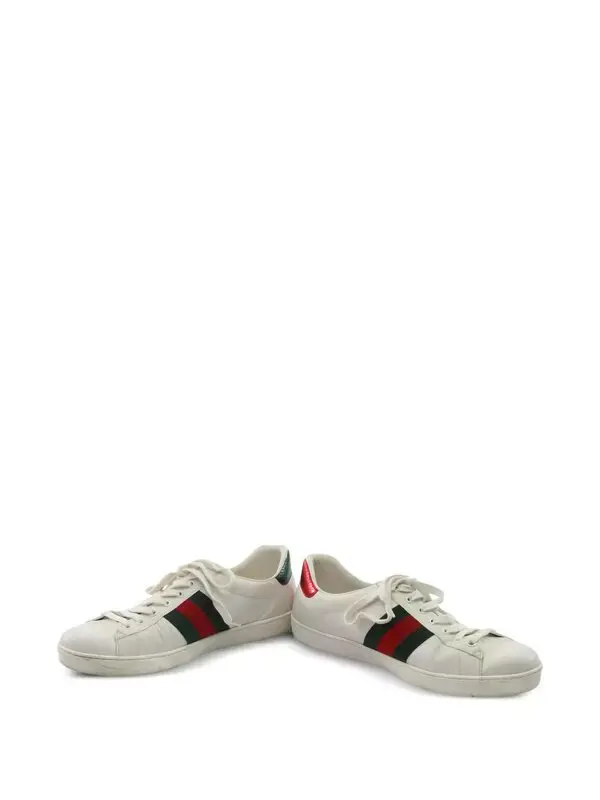 Gucci 2000s Snake-embroidered Leather Sneakers - White