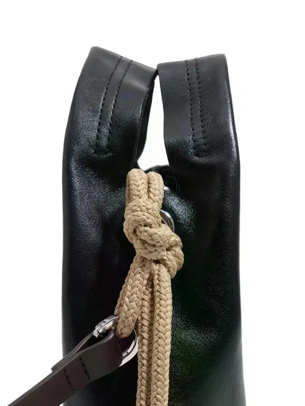 Bimba Y Lola Knot Drawstring Leather Bucket Bag - Black