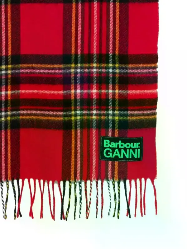 Barbour X Ganni Check Fringed Scarf