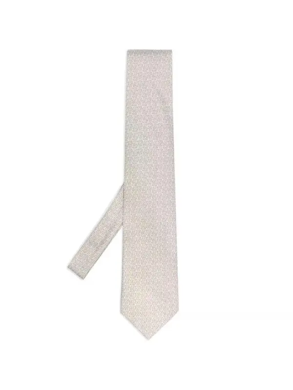 Hermès Patterned-jacquard Standard Tie - Neutrals