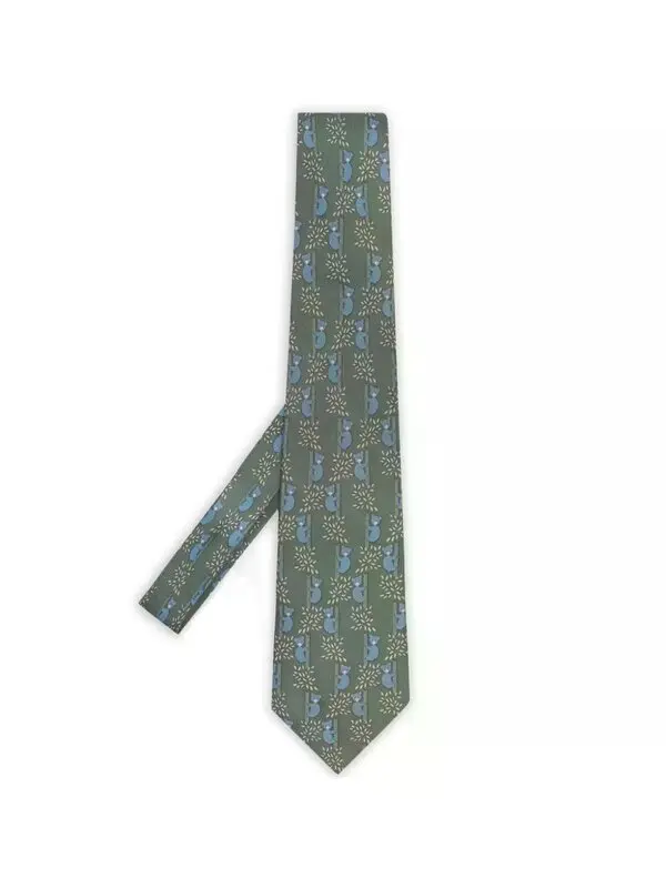 Hermès Koala-pattern Tie - Green