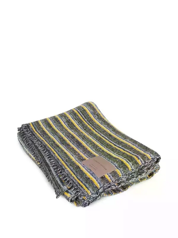 ROBERTO COLLINA Striped Blanket - Grey