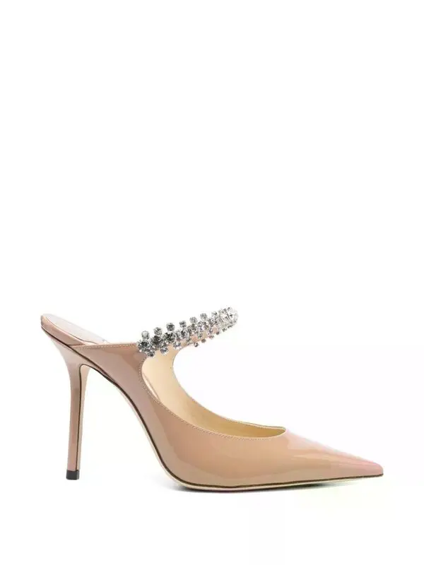 JIMMY CHOO Crystal-embellished Mules - Neutrals