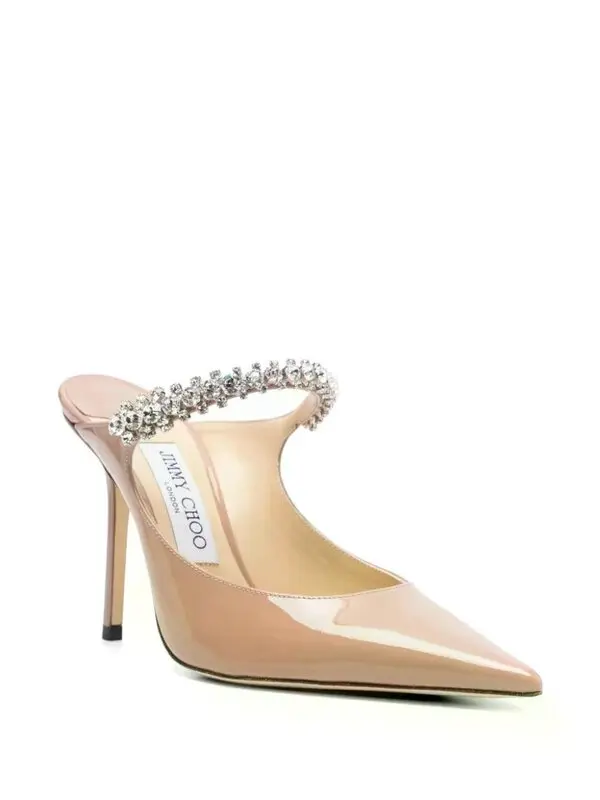 JIMMY CHOO Crystal-embellished Mules - Neutrals