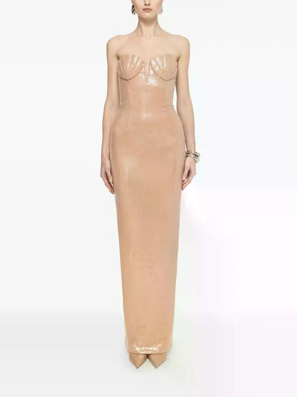 NISSA Fitted Sequin Maxi Dress