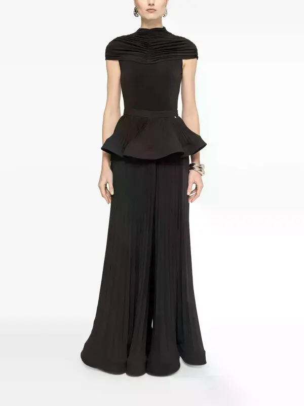 NISSA Pleated Palazzo Pants - Black