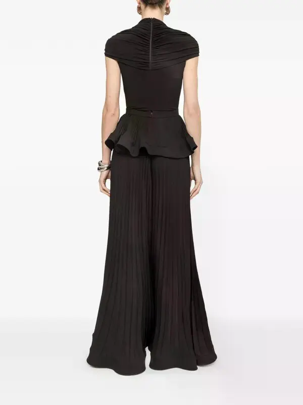 NISSA Pleated Palazzo Pants - Black
