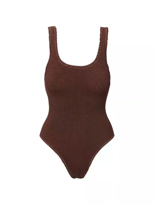 SOFIA ERHAN Textured Scoop Neck Swimsuit - Brown