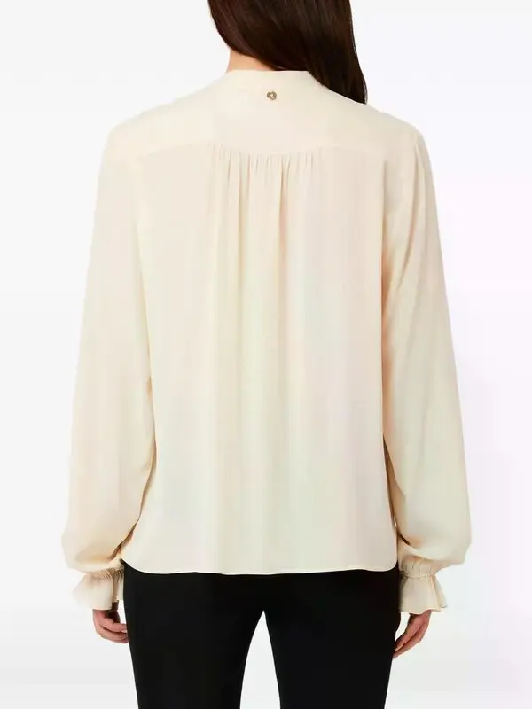Liu Jo Georgette Blouse With V-neck And Ruffled Cuffs - Neutrals