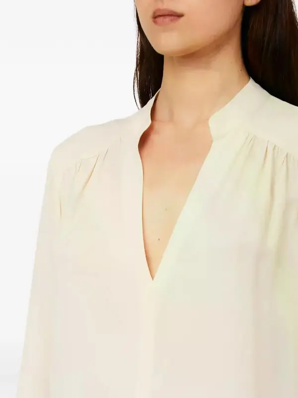 Liu Jo Georgette Blouse With V-neck And Ruffled Cuffs - Neutrals