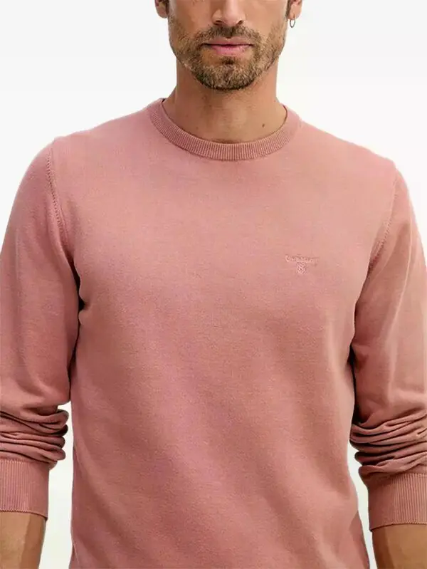 Barbour Embroidered-logo Crew-neck Sweater - Pink