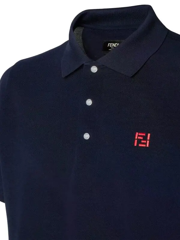 Fendi Ff-embroidered Polo Shirt - Blue