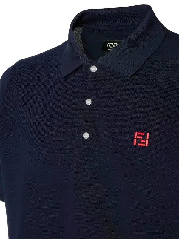 Fendi Ff-embroidered Polo Shirt - Blue