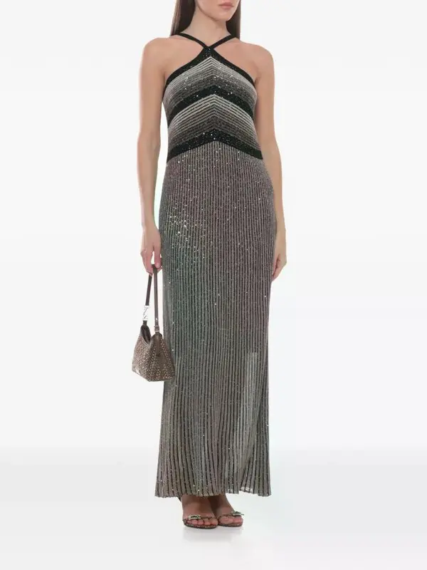 D.exterior Striped Midi Dress