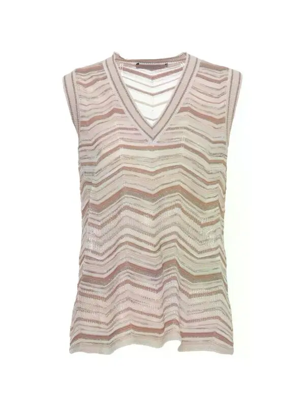 D.exterior V-neck Chevron Top - Neutrals