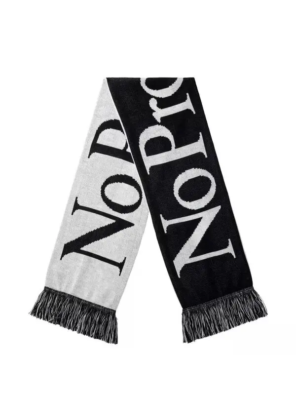 NO PROBLEMO Logo Fringed Scarf - Black