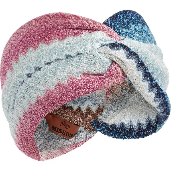Missoni Knotted Zigzag Headband - 0002 Pink Blue Multi