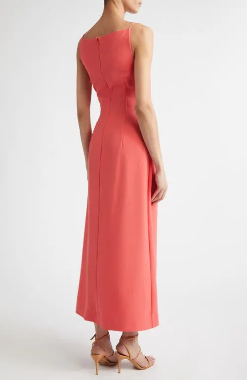 Lela Rose Stretch Crepe Pin Detail Draped Dress