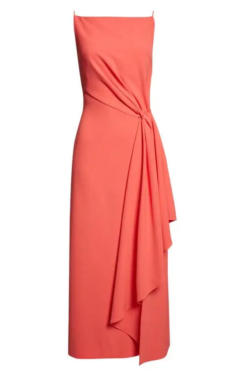 Lela Rose Stretch Crepe Pin Detail Draped Dress
