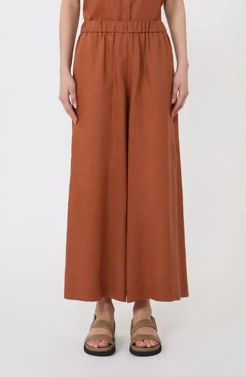 MM BY MAX MARA Canneti Linen Pull-on Wide Leg Pants - Rust