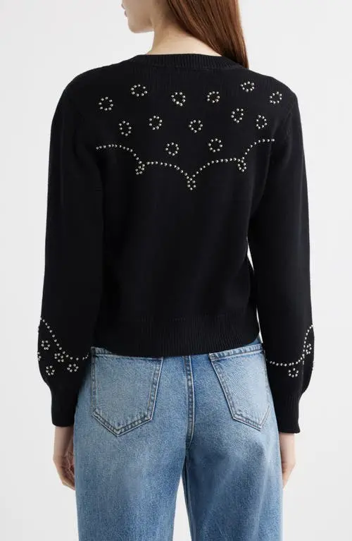 The Great. Studded Cotton Cardigan - Black