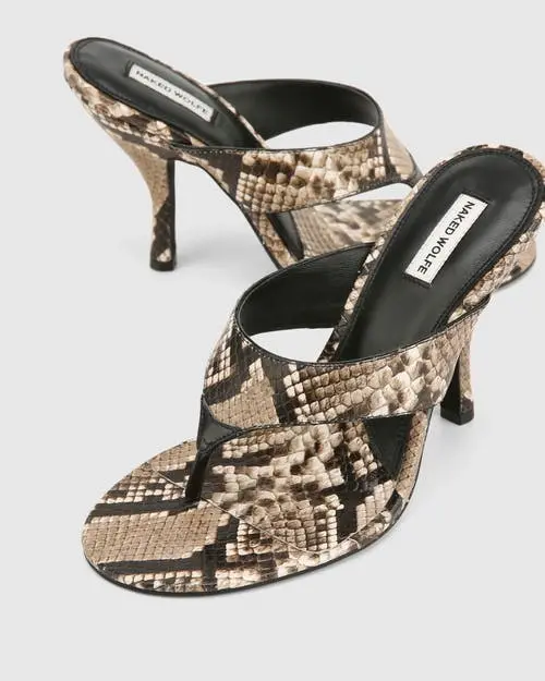 NAKED WOLFE Martine Leather Heels - Snake
