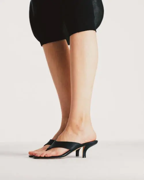NAKED WOLFE Marley Suede High Heel Thong Sandals - Black