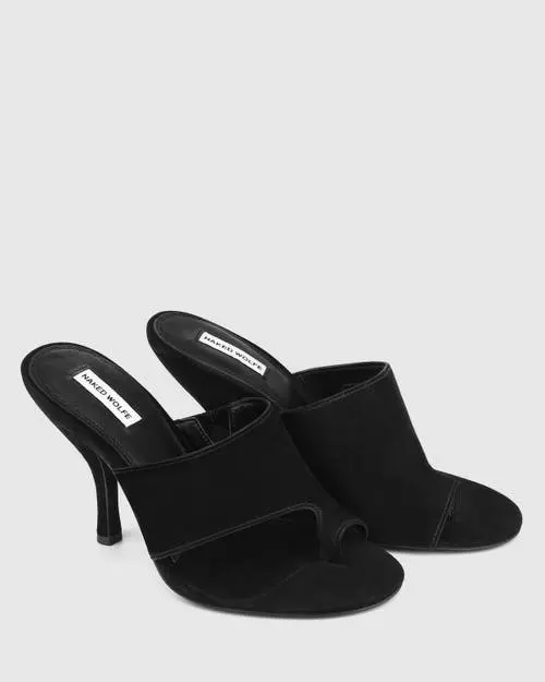 NAKED WOLFE Maxime Suede Heeled Sandals - Black