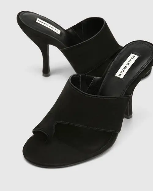 NAKED WOLFE Maxime Suede Heeled Sandals - Black