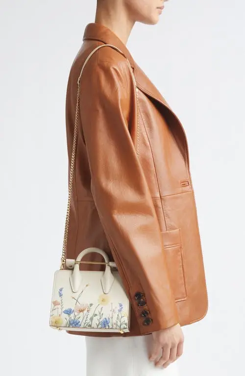 Strathberry Nano Floral Print Leather Tote - White
