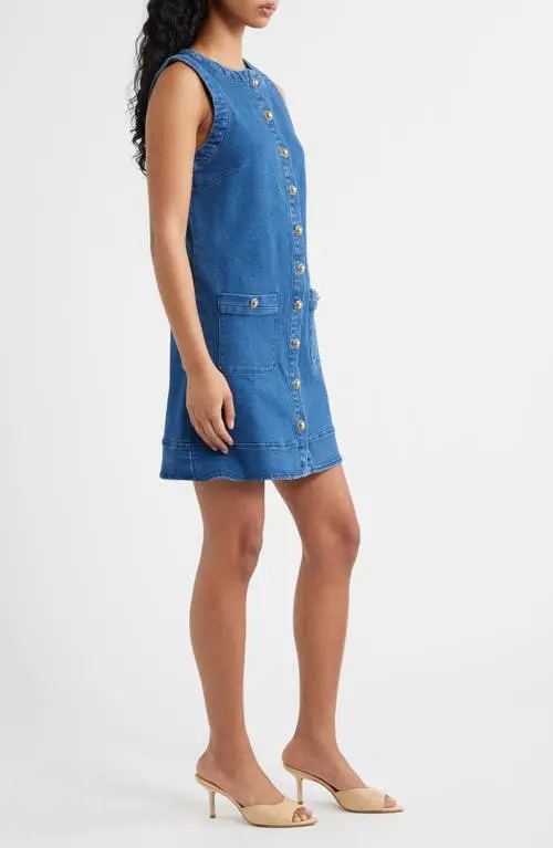 FLYING TOMATO Button-up Denim Mini Shift Dress