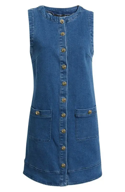 FLYING TOMATO Button-up Denim Mini Shift Dress