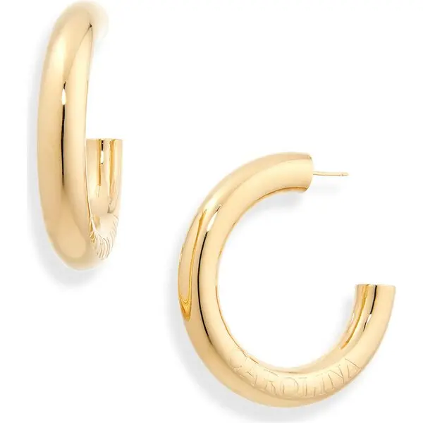 Carolina Herrera Engraved Hoop Earrings - Gold