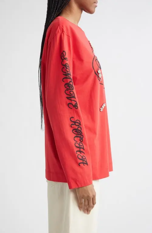Simone Rocha Dim Sum Logo Long Sleeve Cotton Graphic T-shirt