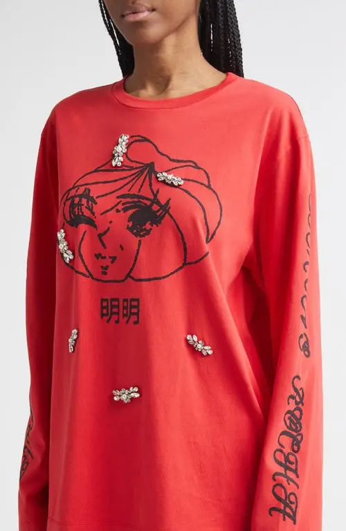 Simone Rocha Dim Sum Logo Long Sleeve Cotton Graphic T-shirt