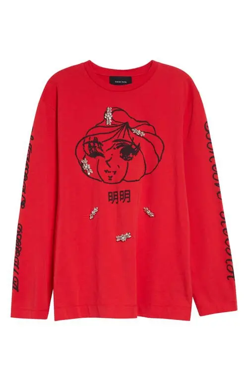 Simone Rocha Dim Sum Logo Long Sleeve Cotton Graphic T-shirt