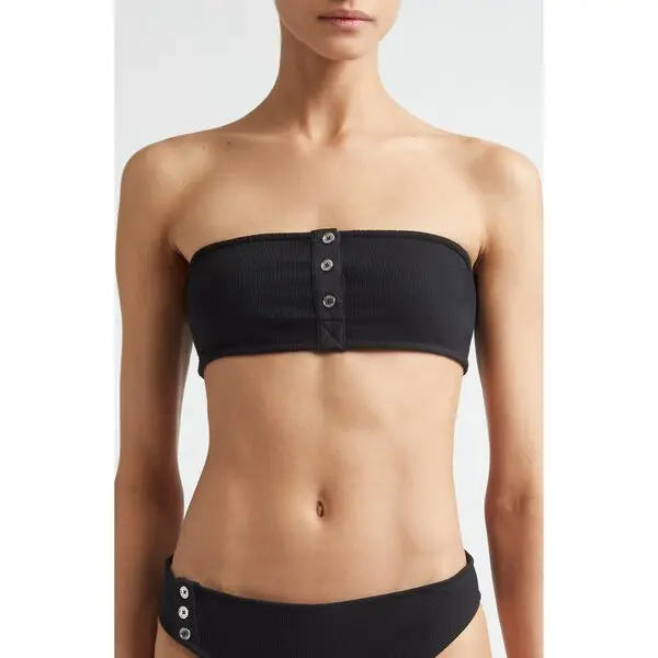 TOTEME Strapless Ribbed Bikini Top - Black