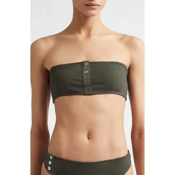 TOTEME Strapless Ribbed Bikini Top - Dark Green