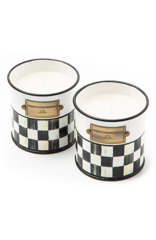 MACKENZIE-CHILDS Spectator Checks Set Of 2 Citronella Candles - White/black