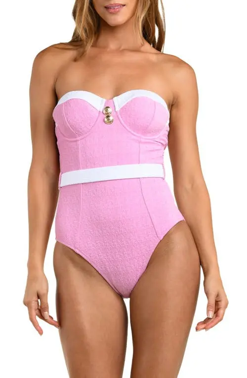 L'Agence Amie Colorblock Jacquard One-piece Swimsuit - Blush